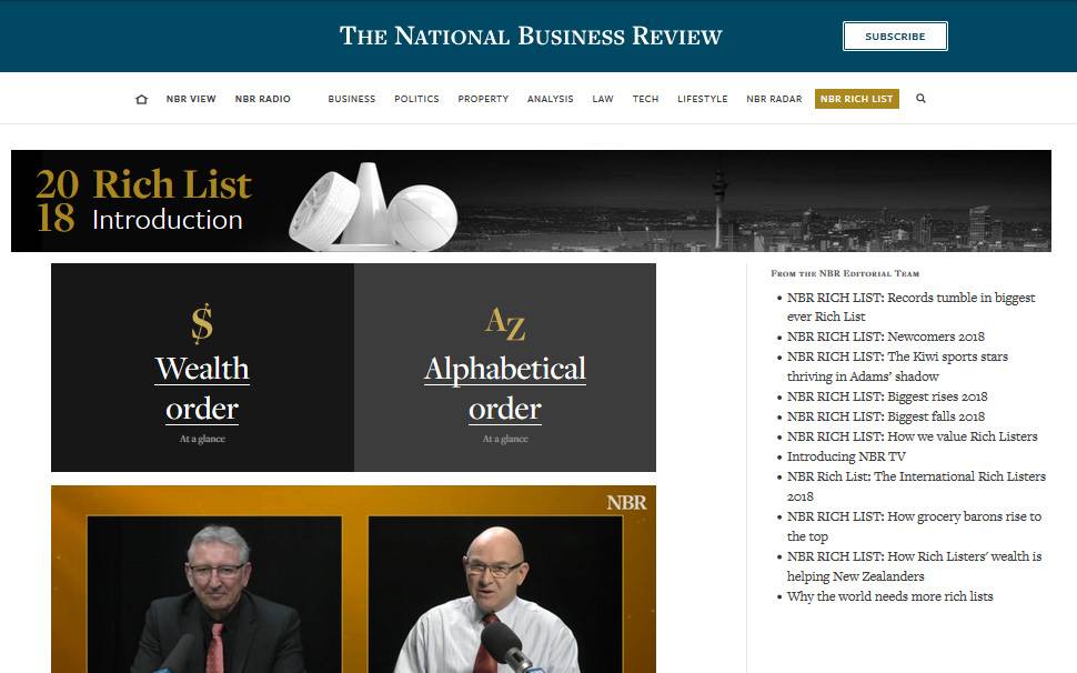 IRD sources wealth data from NBR’s Rich List