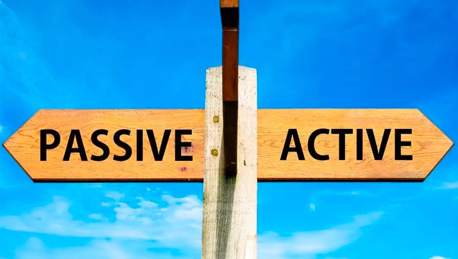 Relative active vs passive performance in equity and bond sectors