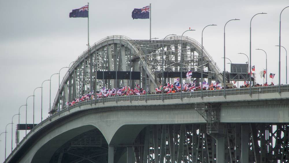 Thousands march across Auckland’s harbour bridge