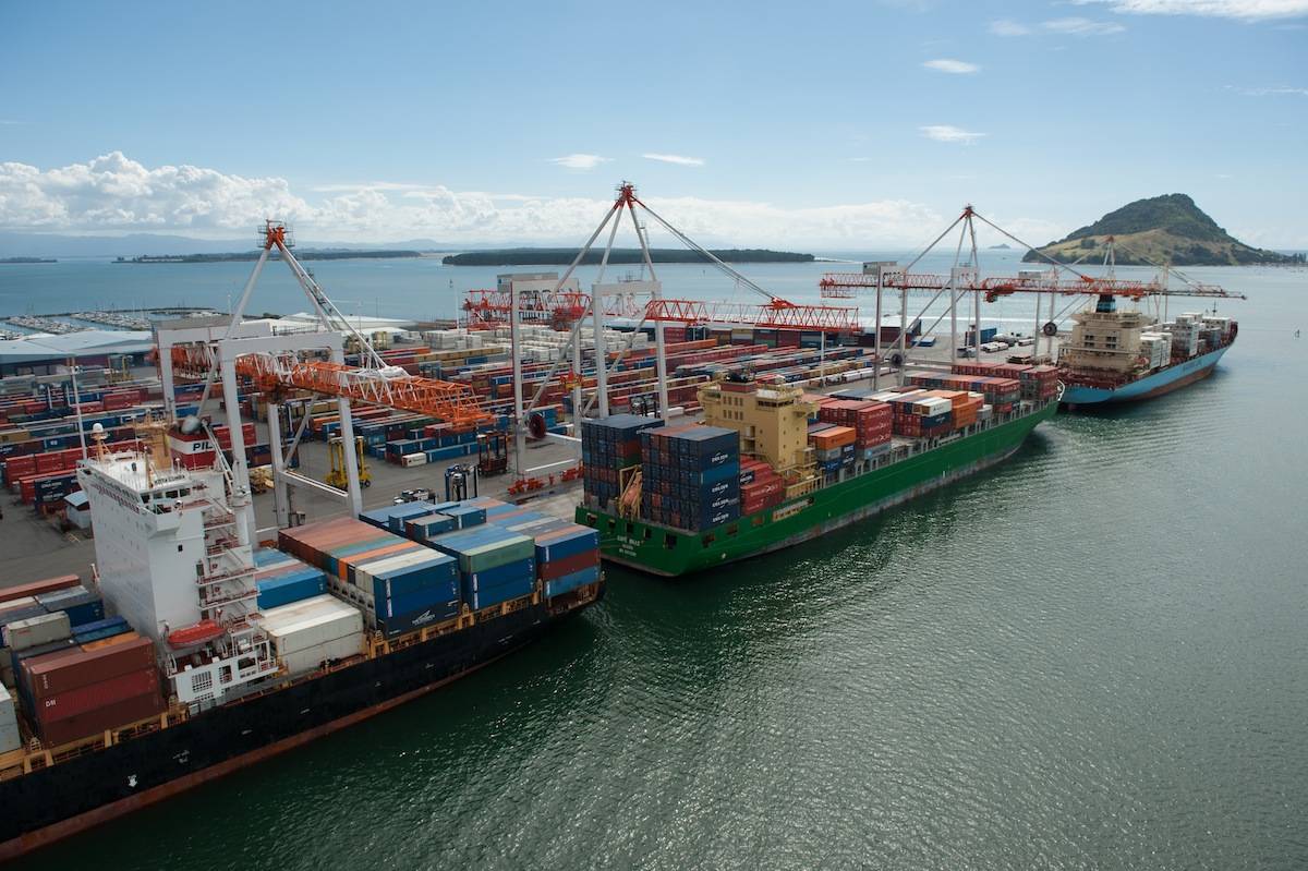 Port of Tauranga in the south