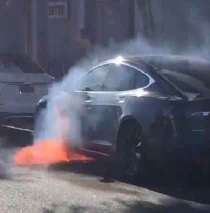 Tesla investigates after flaming vehicle incident