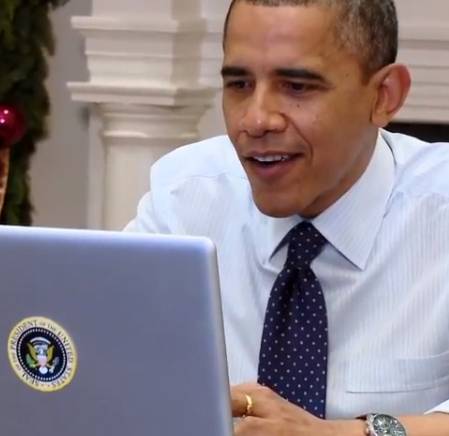 White House posts footage of Obama tweeting